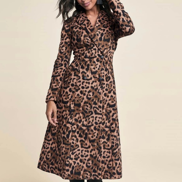 VENUS | Jackets & Coats | Venus Long Leopard Print Coat | Poshmark